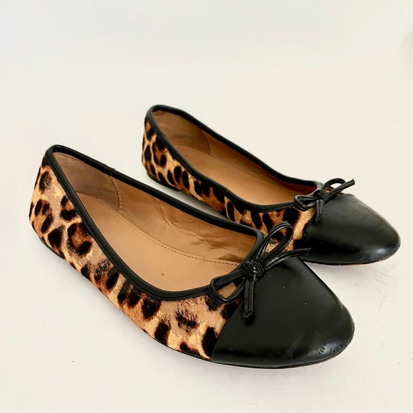 J. Crew | Shoes | J Crew Chic Leopard Print Ballet Flats With Black ...